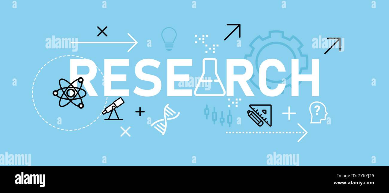 Research icon concept data media observation laboratory medical test ...