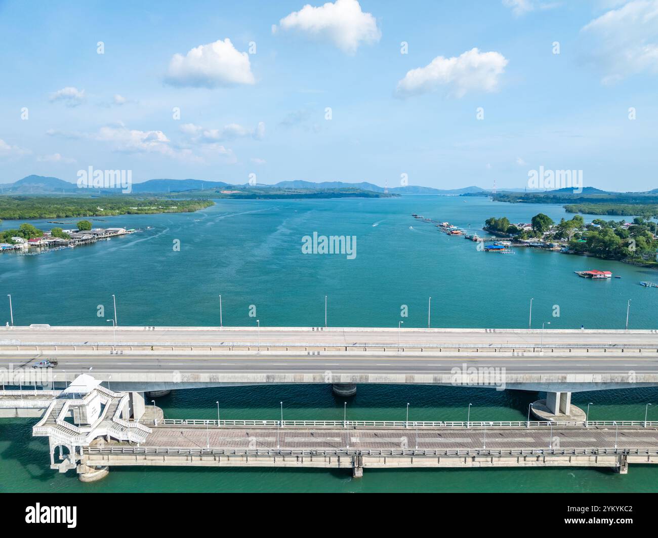 Aerial view of Sarasin bridge road transportation background concept ...