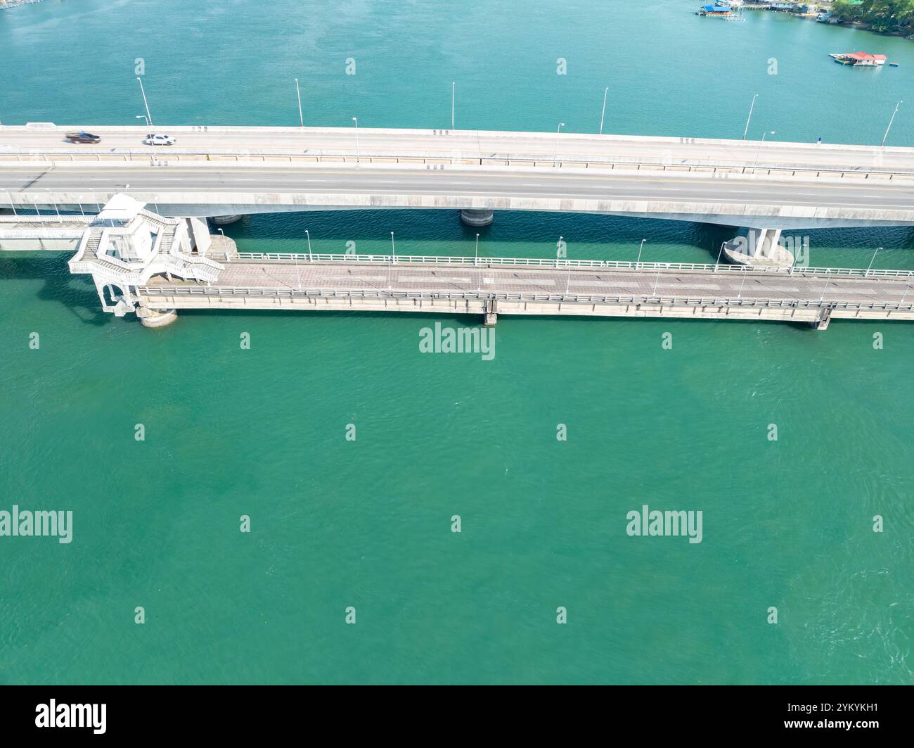 Aerial view of Sarasin bridge road transportation background concept ...