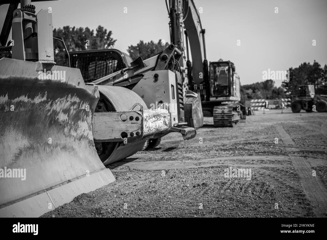 Bulldozer parked Black and White Stock Photos & Images - Alamy