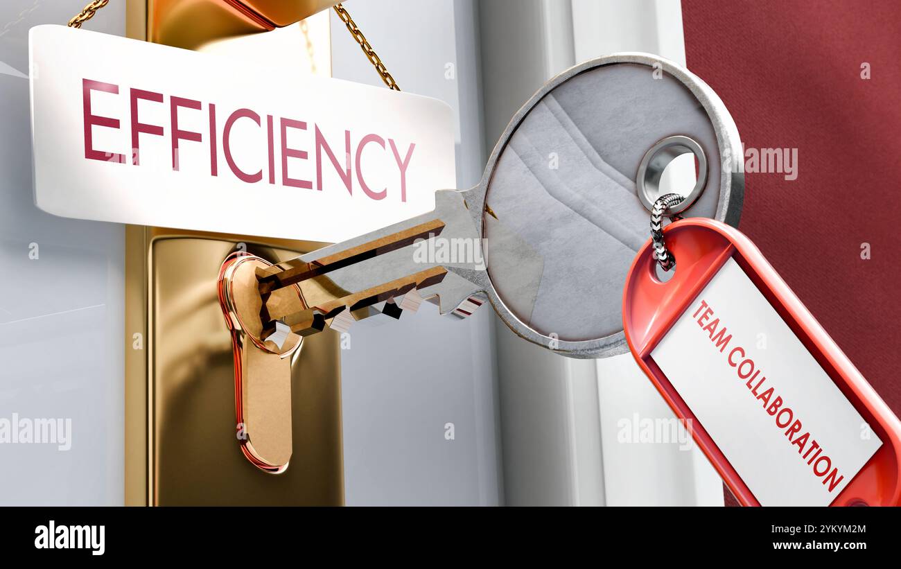 Team Collaboration leads to Efficiency - it's a key to unlock efficiency. A door key metaphor ...