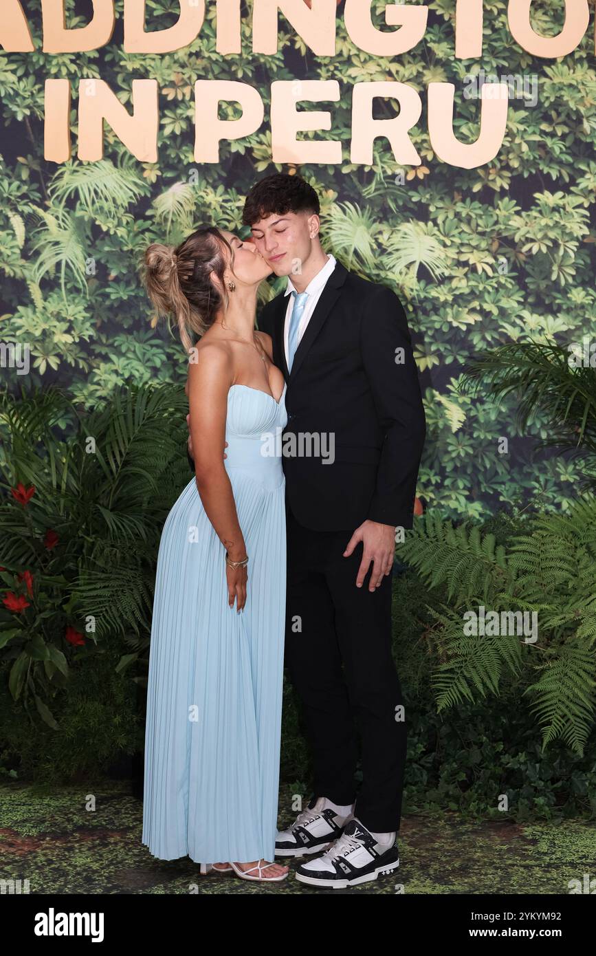 London, UK. Talia Lewis Cole and Harry Pullen at Paddington in Peru ...