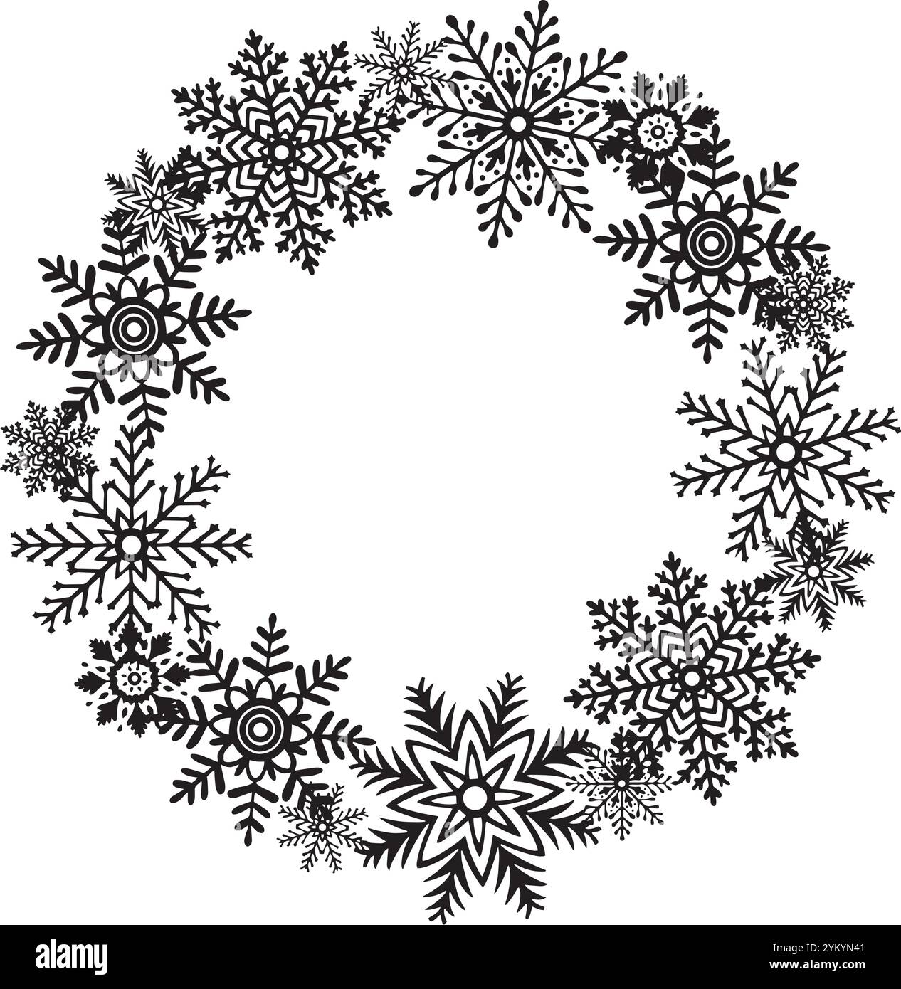 Christmas wreath frame clipart Black and White Stock Photos & Images ...