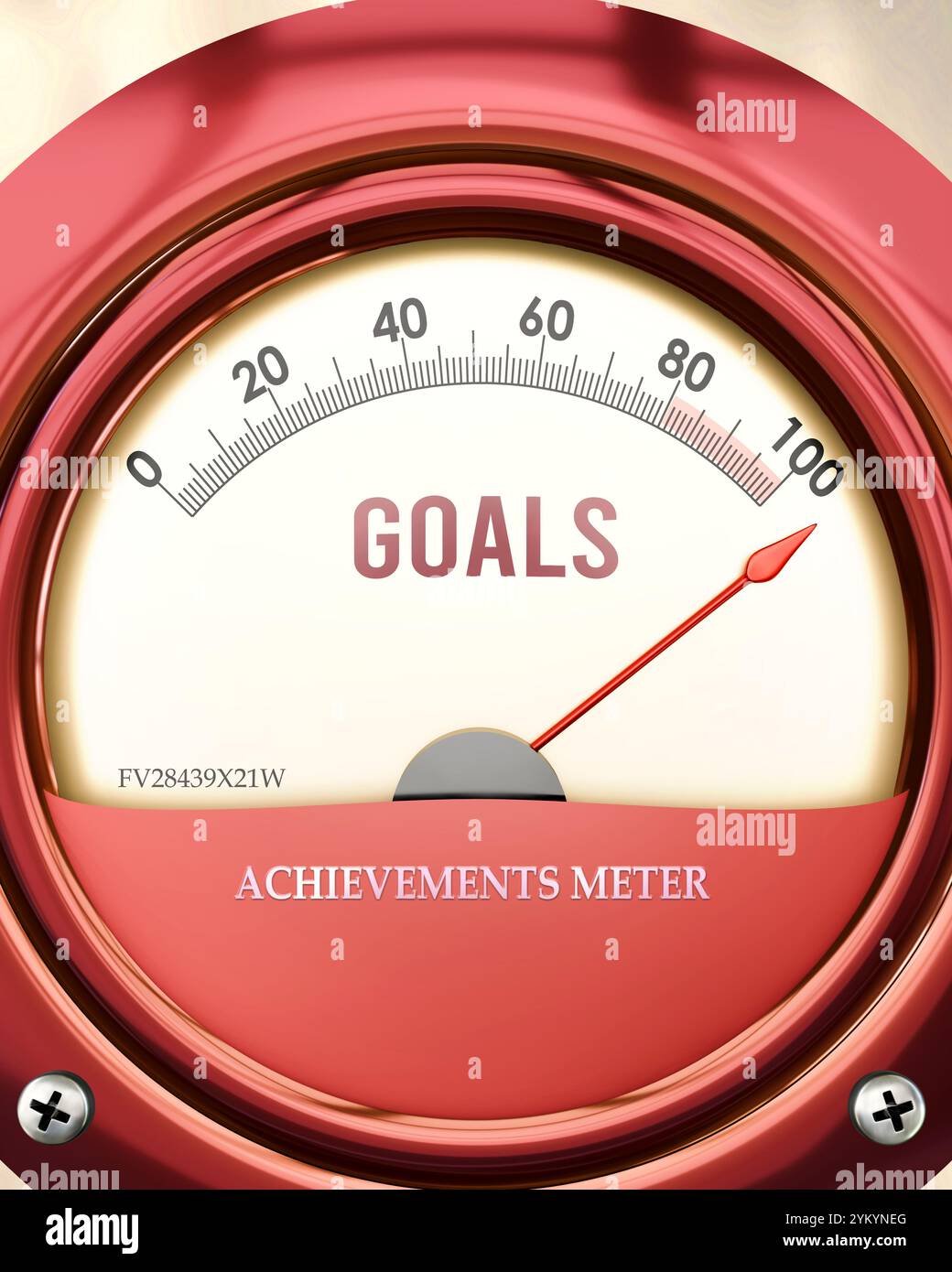 Goals and achievements meter that is hitting a full scale hi-res stock ...