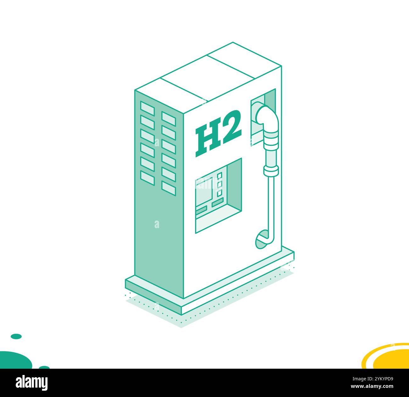 Hydrogen fuel filling station h2. Isometric outline concept. Vector ...