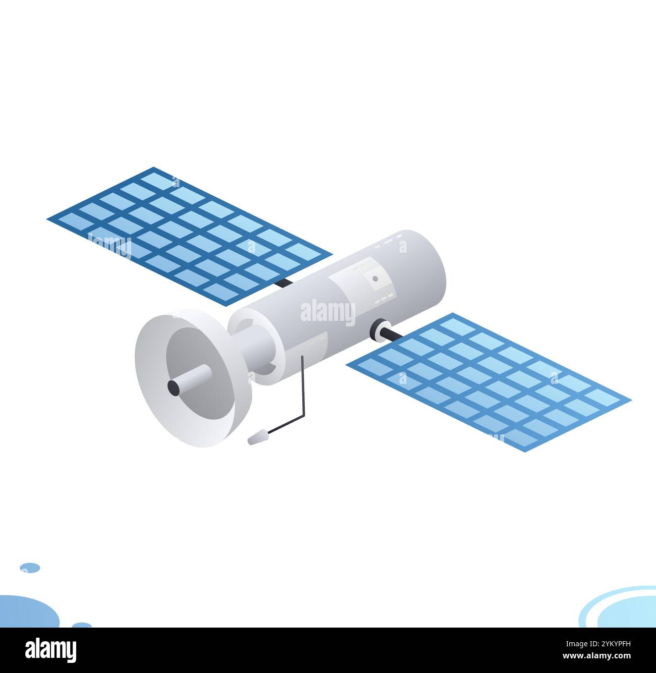 Isometric Communication Satellite With Antenna Isolated On White Vector Illustration Wireless