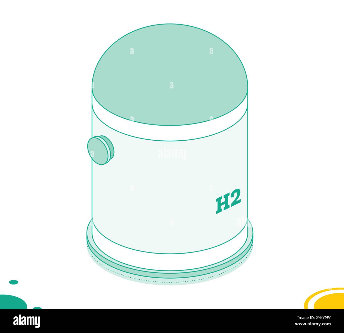 Isometric h2 hydrogen storage tank. Vector illustration. Outline object ...