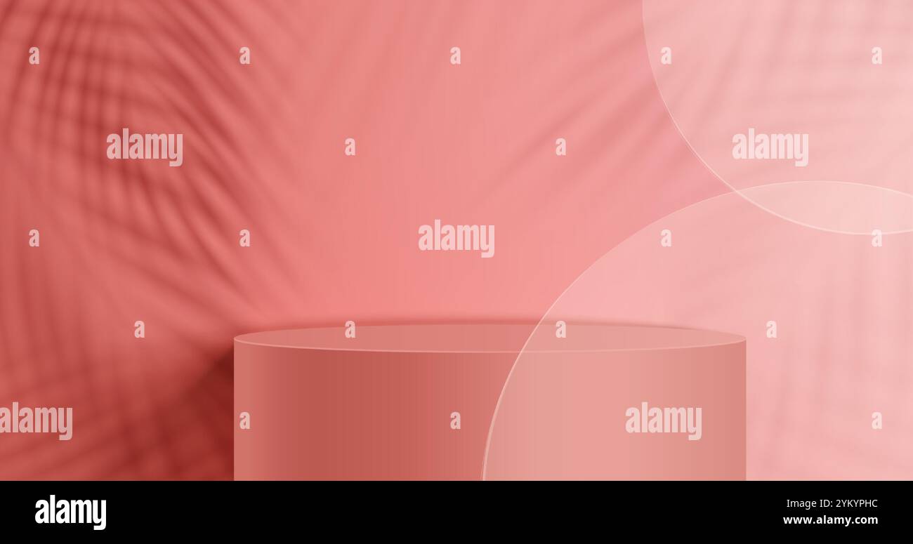 Elegant coral pedestal with palm shadow overlay and translucent ...