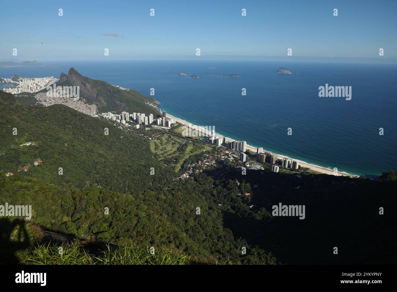 São Conrado beach, Dois Irmãos (two brothers) hill and the Rocinha ...