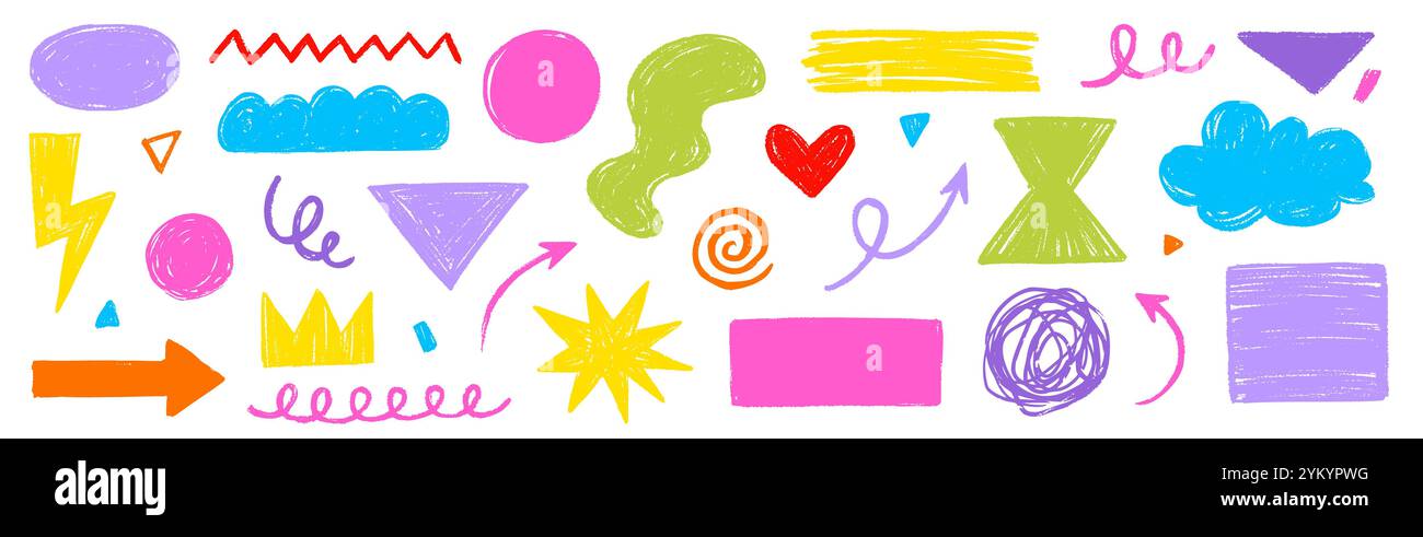 Crayon doodle color scribble line brush shape. Brush crayon pencil ...
