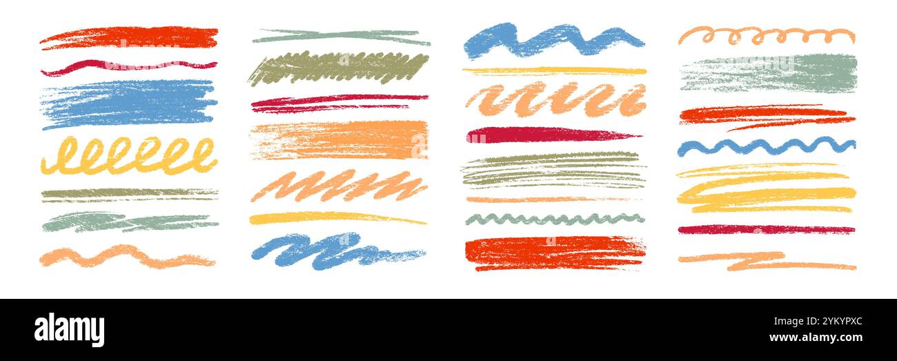 Crayon brush color pencil underline. Crayon pencil line chalk highlight ...