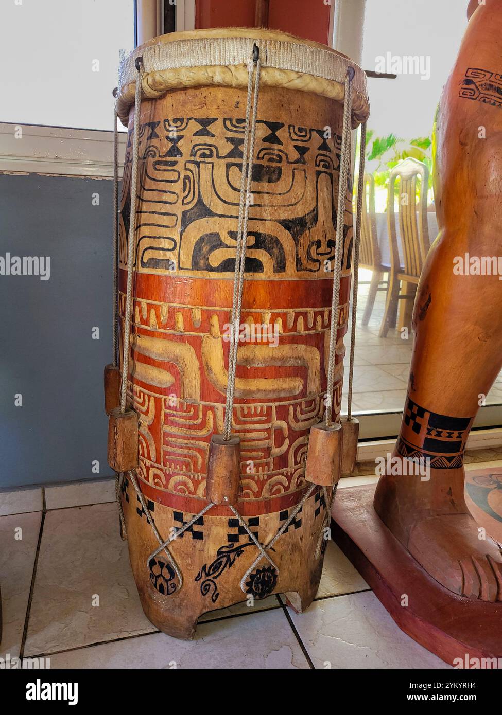 Decorated Drum, French Polynesia Stock Photo - Alamy