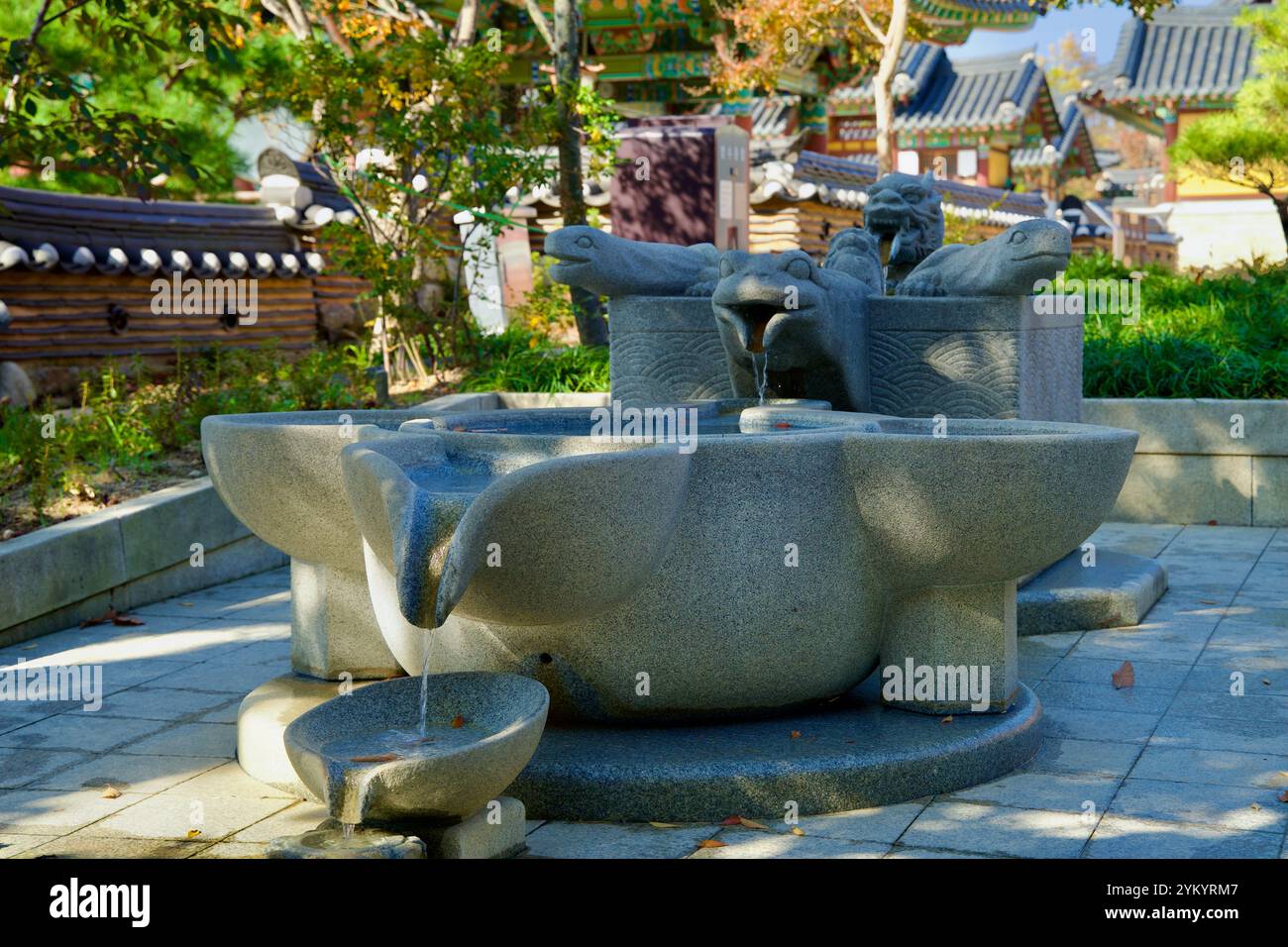 Yangyang County, South Korea - November 3rd, 2024: A stone water ...