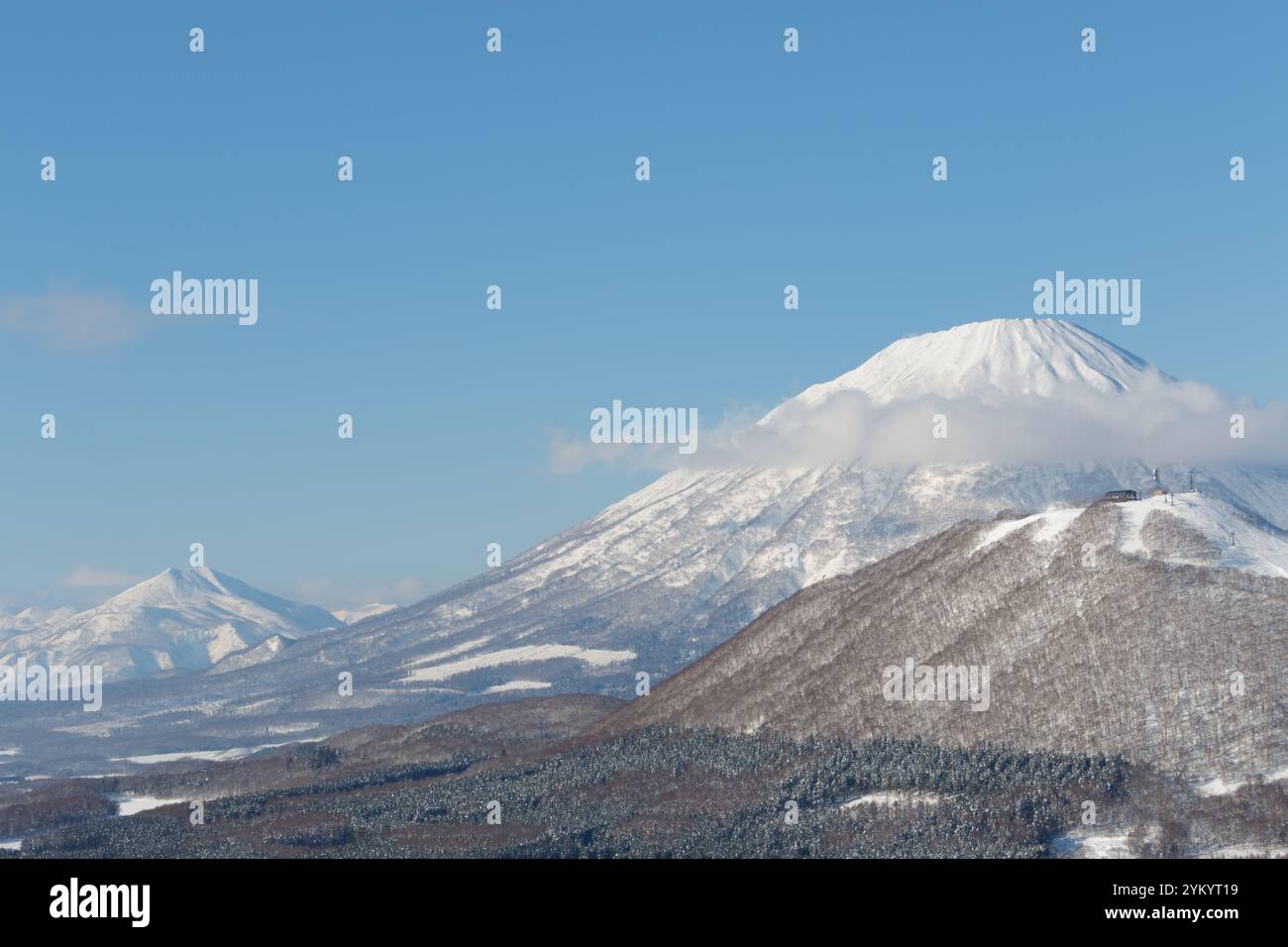 Mount Yotei, Rusutsu and Niseko ski resort mountain winter landscape ...