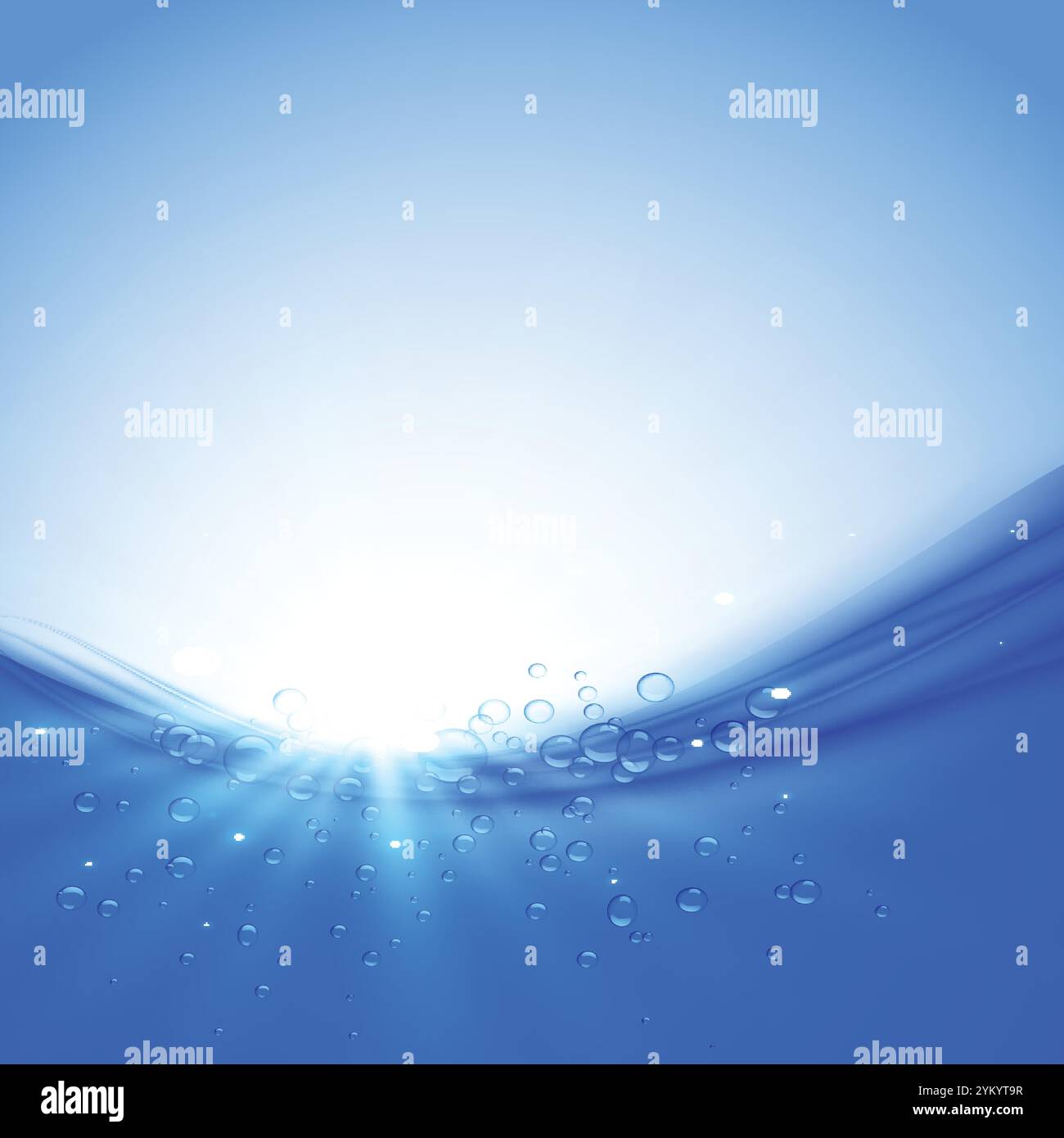 water wave and bubbles with sun rays background Stock Vector Image ...