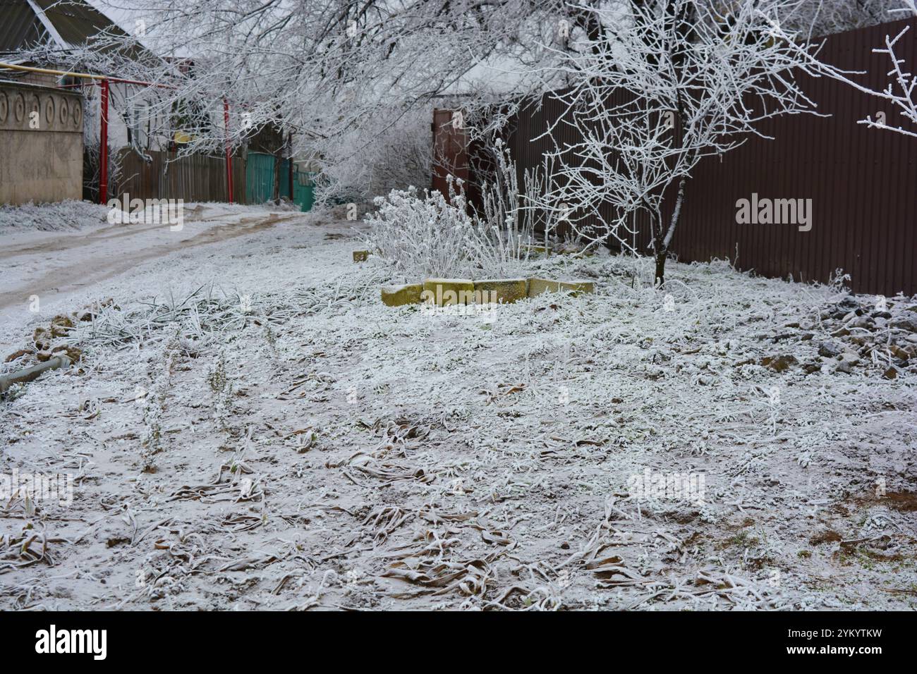 Beautiful winter landscape, streets, roads, paths with buildings and ...