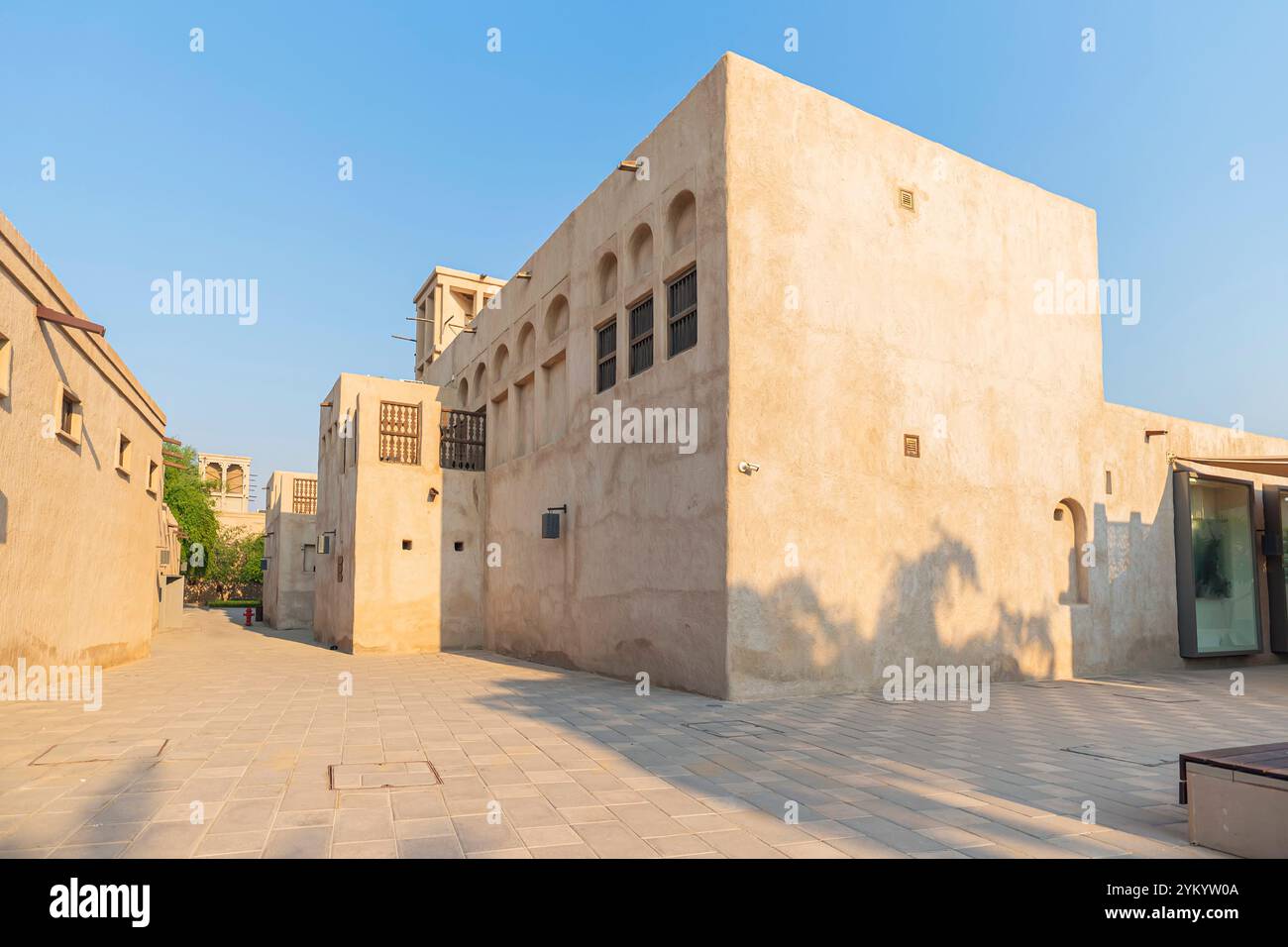 Old Dubai. Traditional Arabic streets in historical Al Fahidi district ...