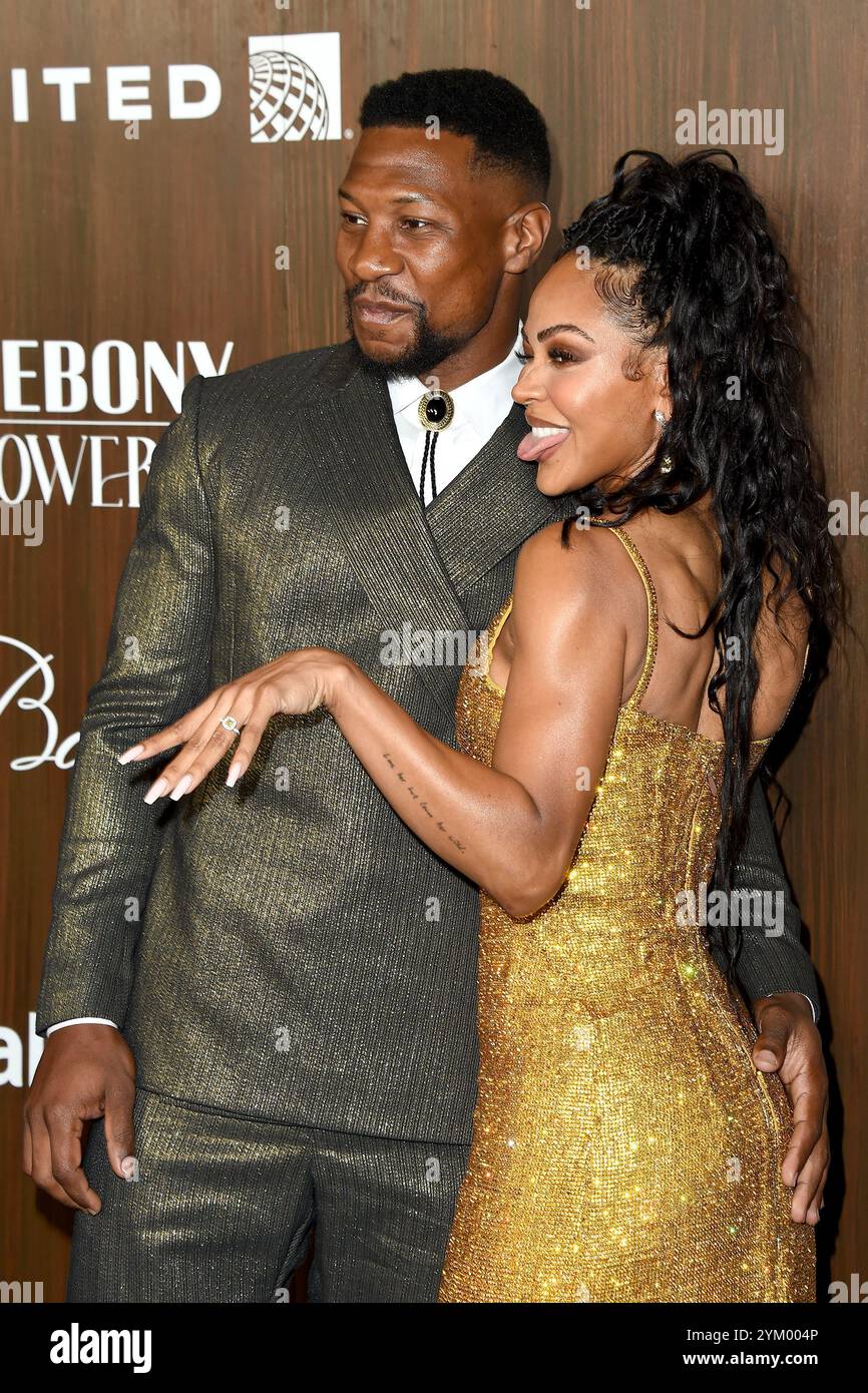 LOS ANGELES - NOV 17: Jonathan Majors, Meagan Good at the 2024 Ebony Power 100 List at Nya ...