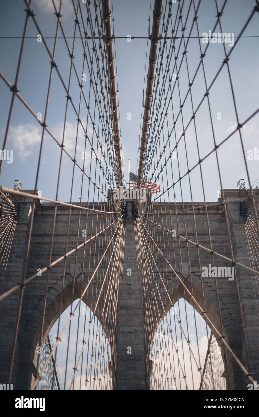 The Brooklyn Bridge connects Manhattan and Brooklyn, featuring a ...
