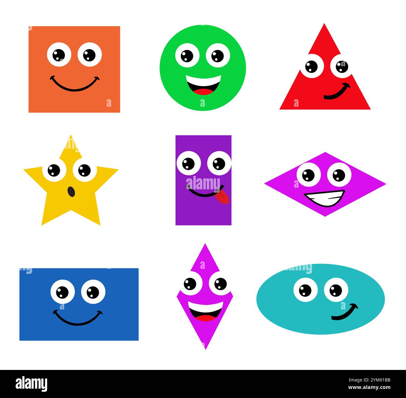Geometric character shapes with face emotions Stock Vector Image & Art ...