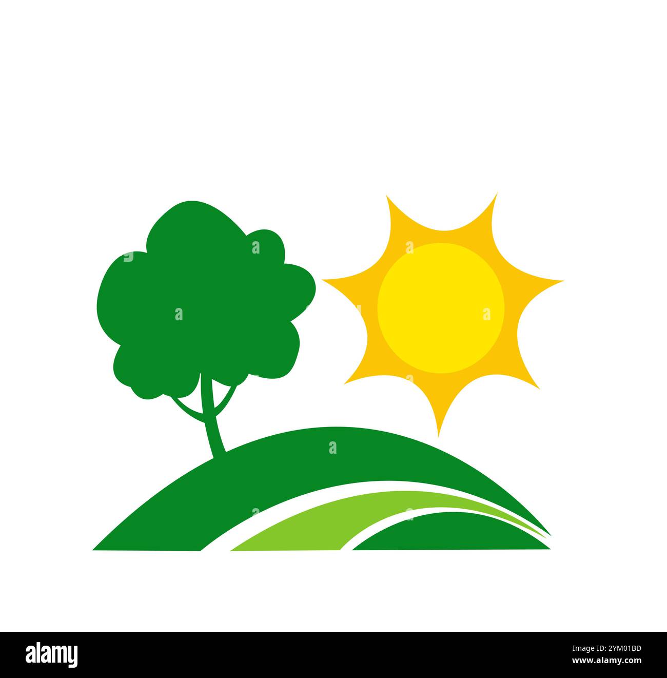 Vector illustration of sunrise sun with tree Stock Vector Image & Art ...