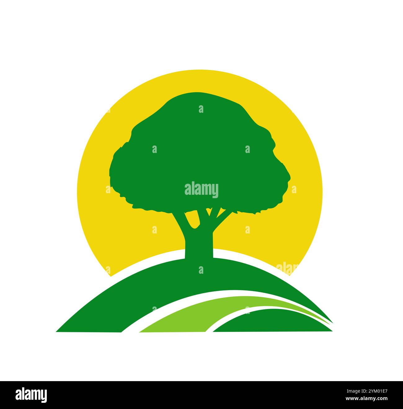 Vector illustration of sunrise sun with tree Stock Vector Image & Art ...