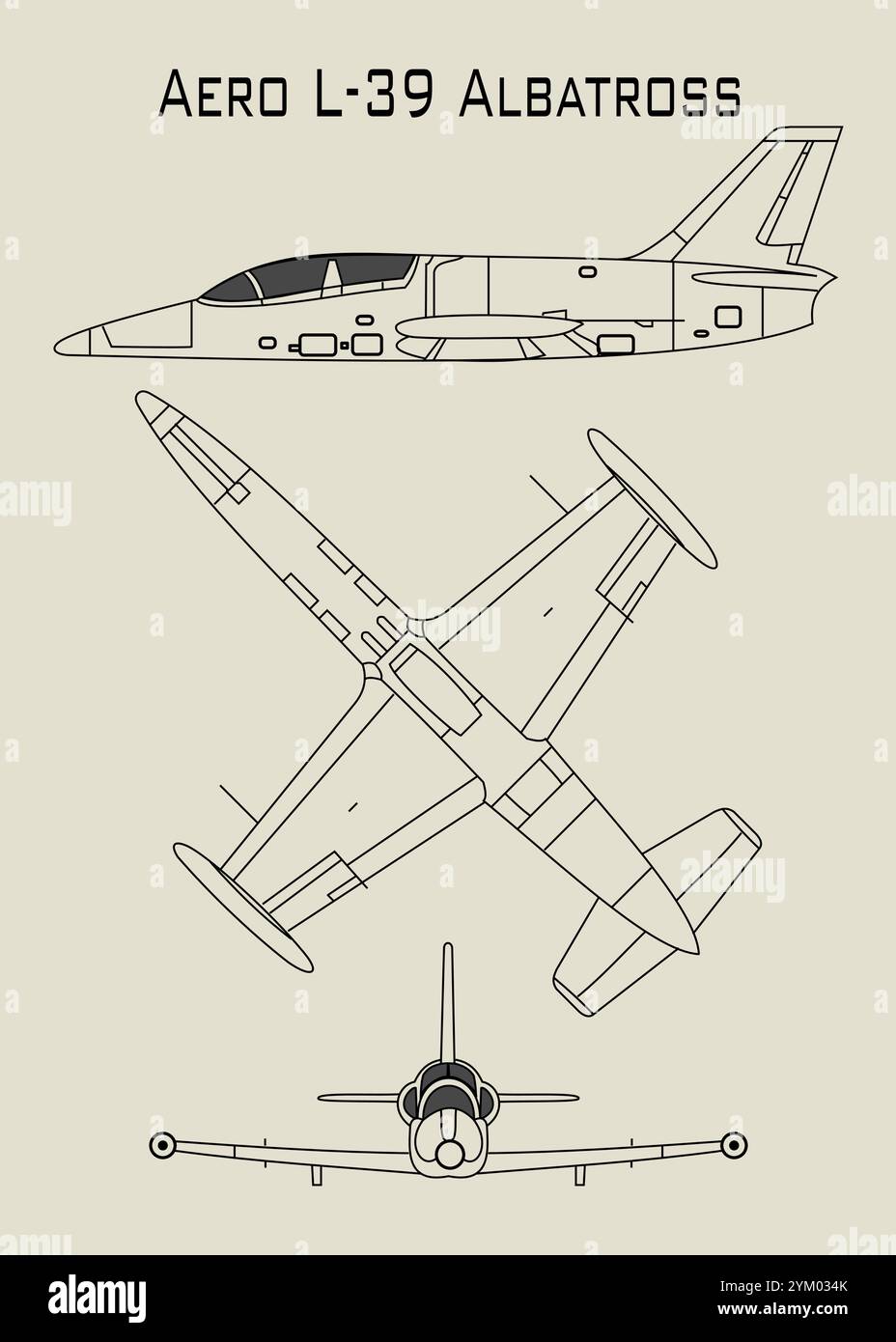 A line drawing of the Aero L-39 Albatross jet, a popular military ...