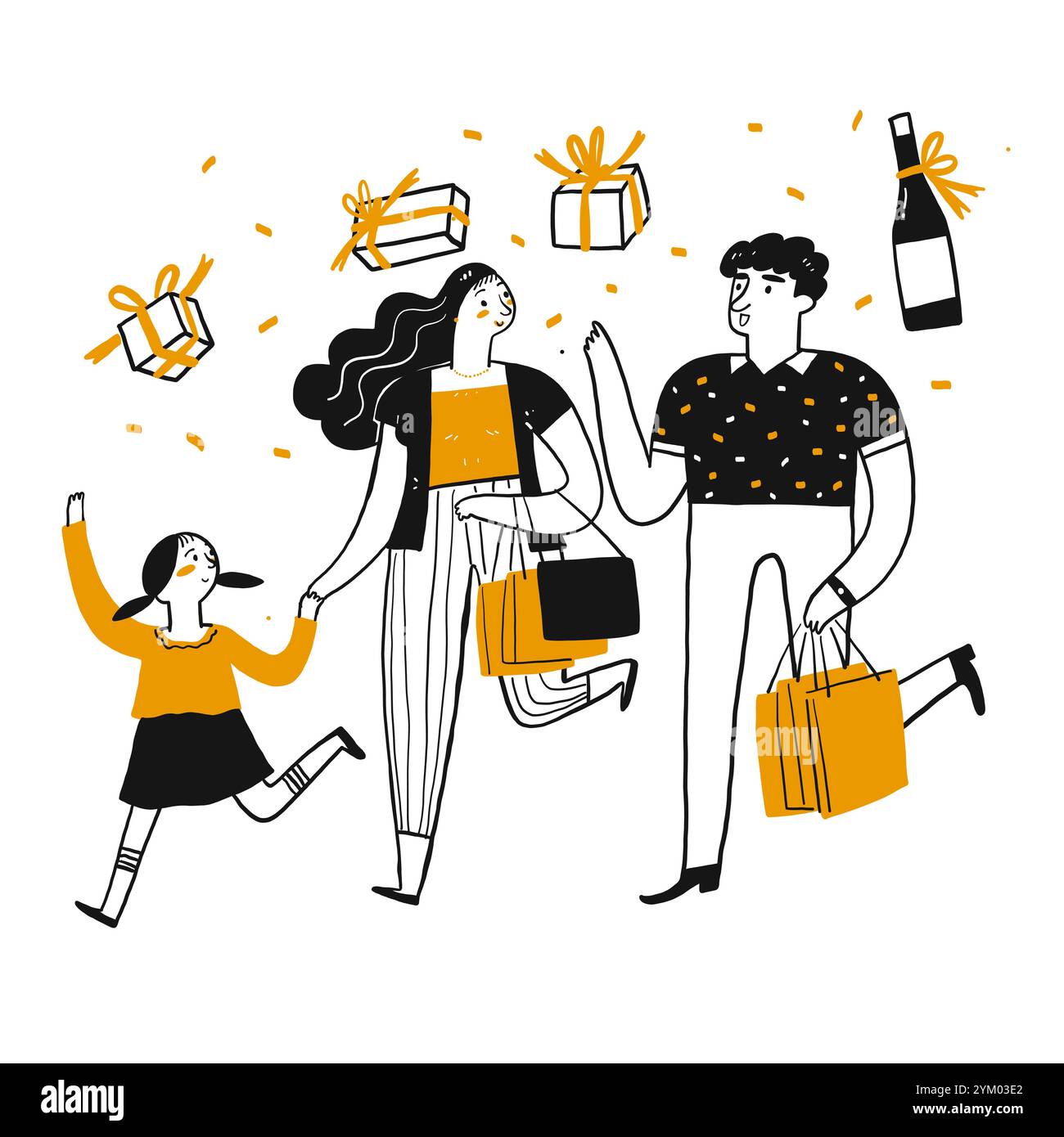 The drawing character of people shopping. Vector illustration in sketch ...