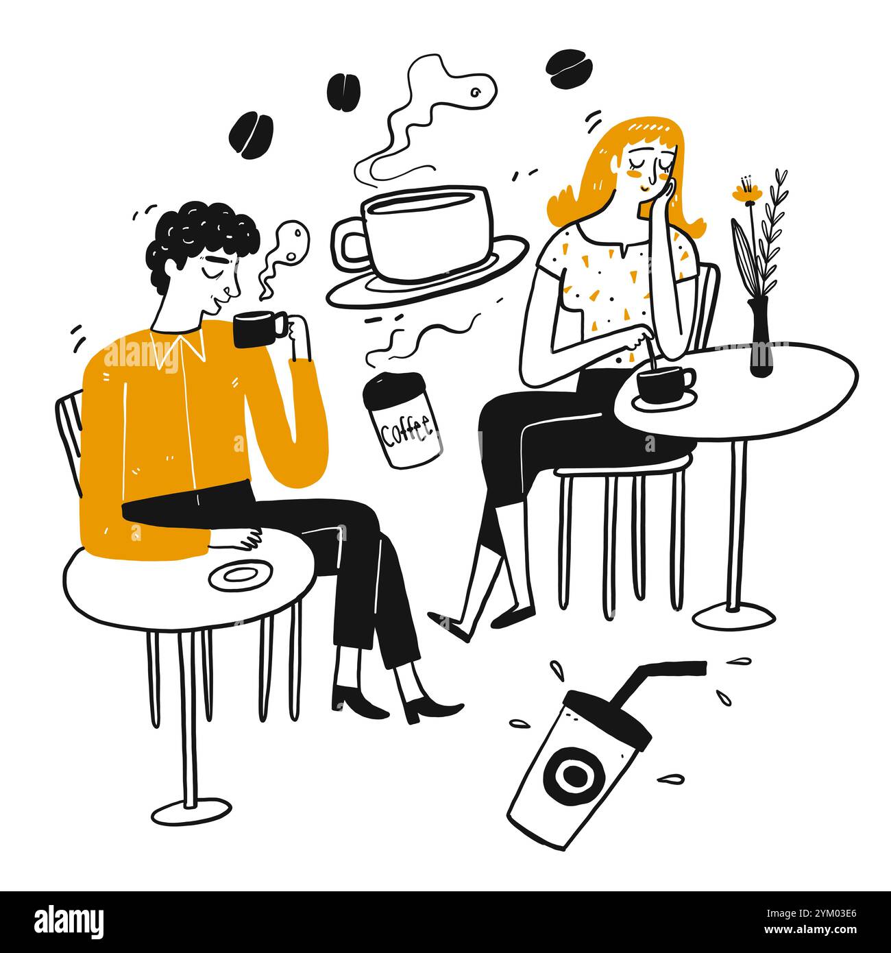 The drawing character of people, Coffee break. Vector illustration in ...