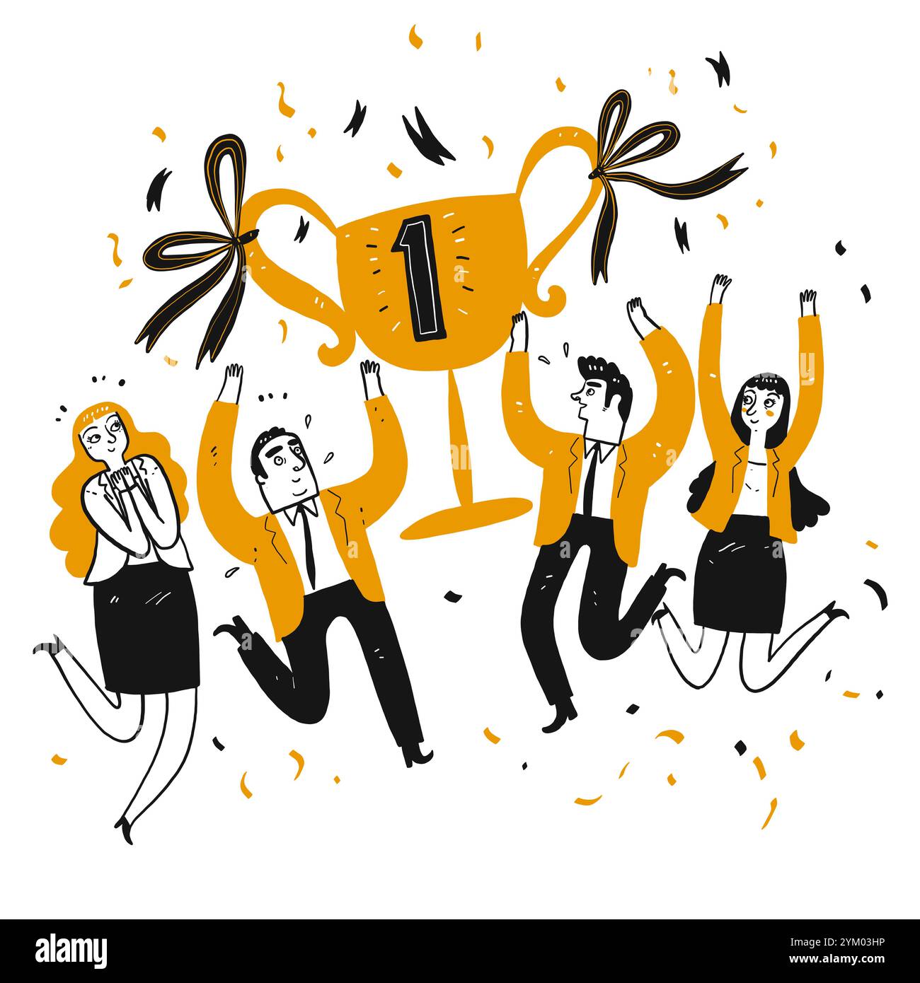 Business People and office colleague, give thumb up, applaud and ...