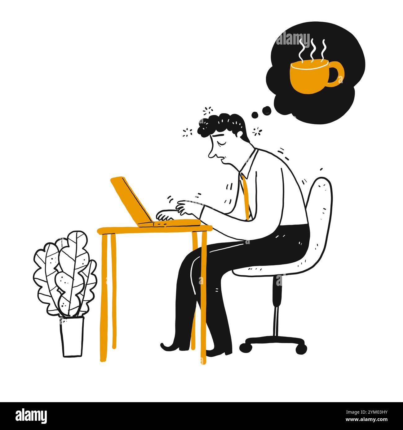 Woman yawn tired work Stock Vector Images - Alamy