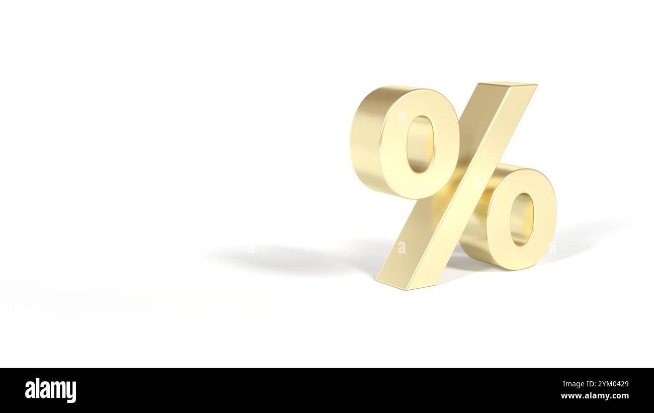Gold percent sign isolated on white background. Icon. Symbol. 3d ...