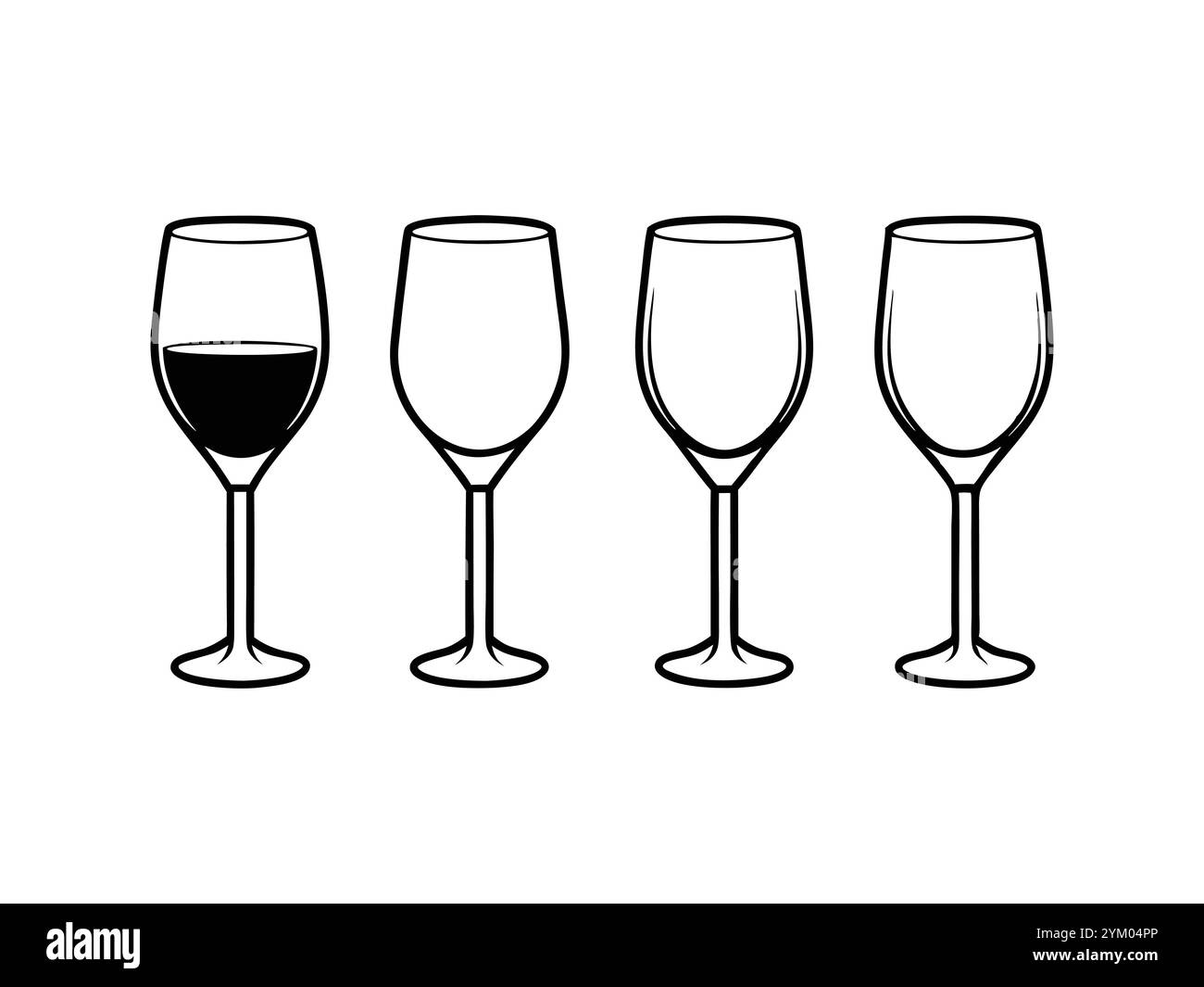 Wine Glasses Outline Vector Art - Minimalistic and Elegant Stock Vector ...