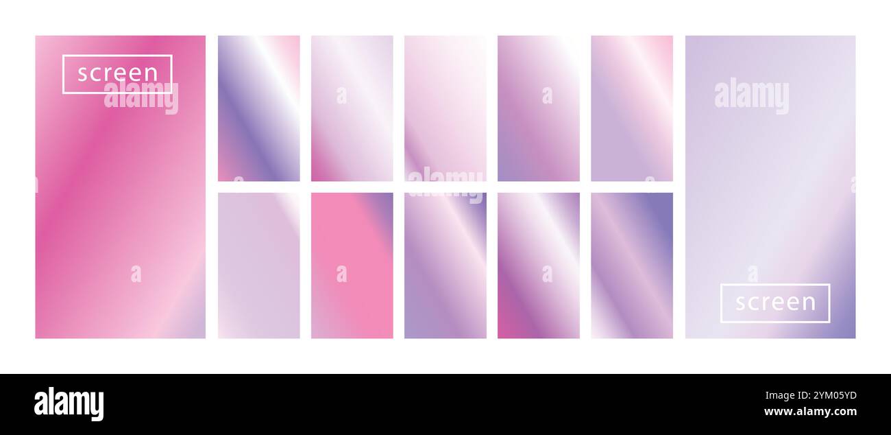 Mobile screen lock display collection of colorful backgrounds in trendy ...