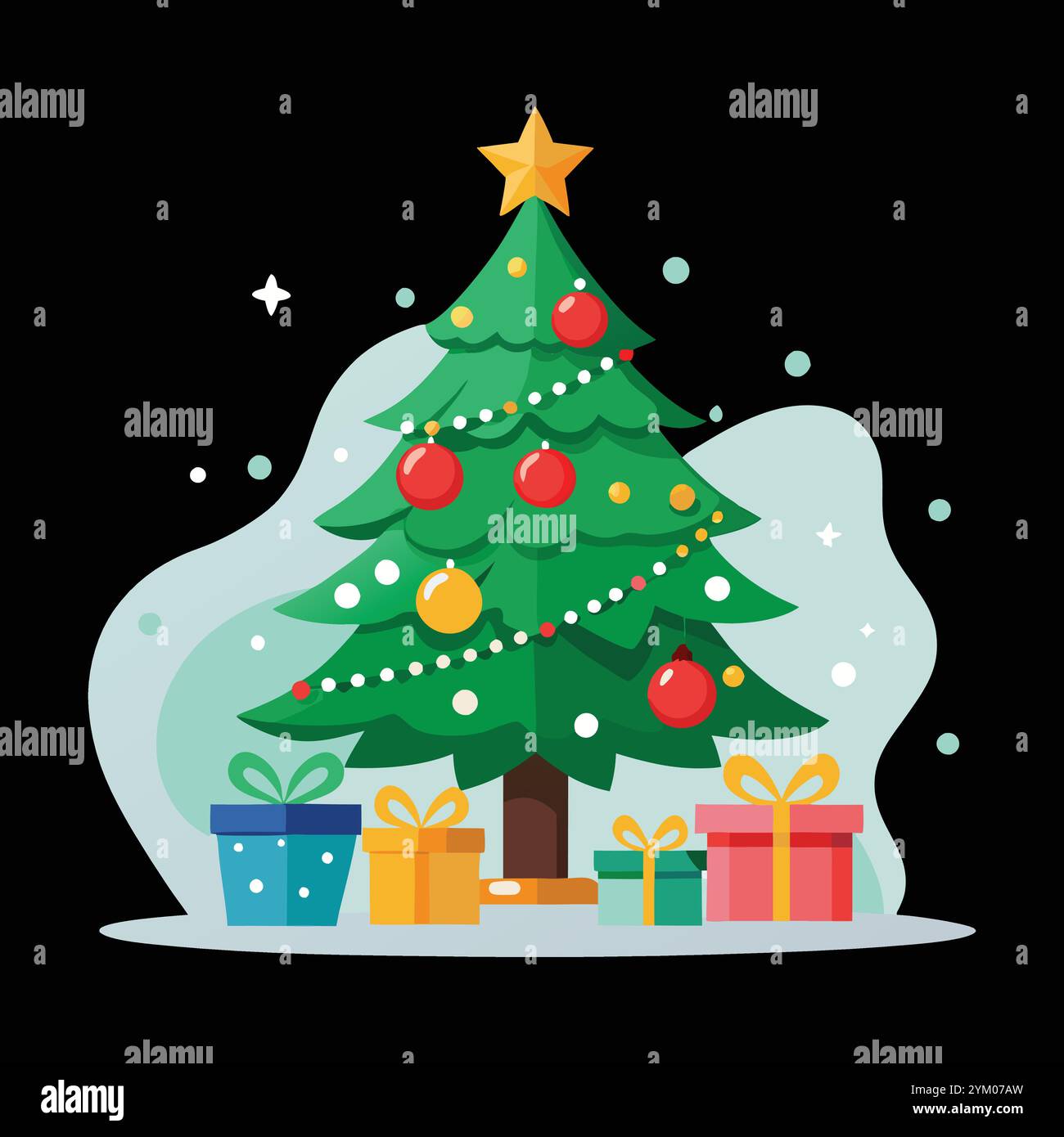 A Festive Delight: Christmas Tree and Gift Boxes Stock Vector Image ...