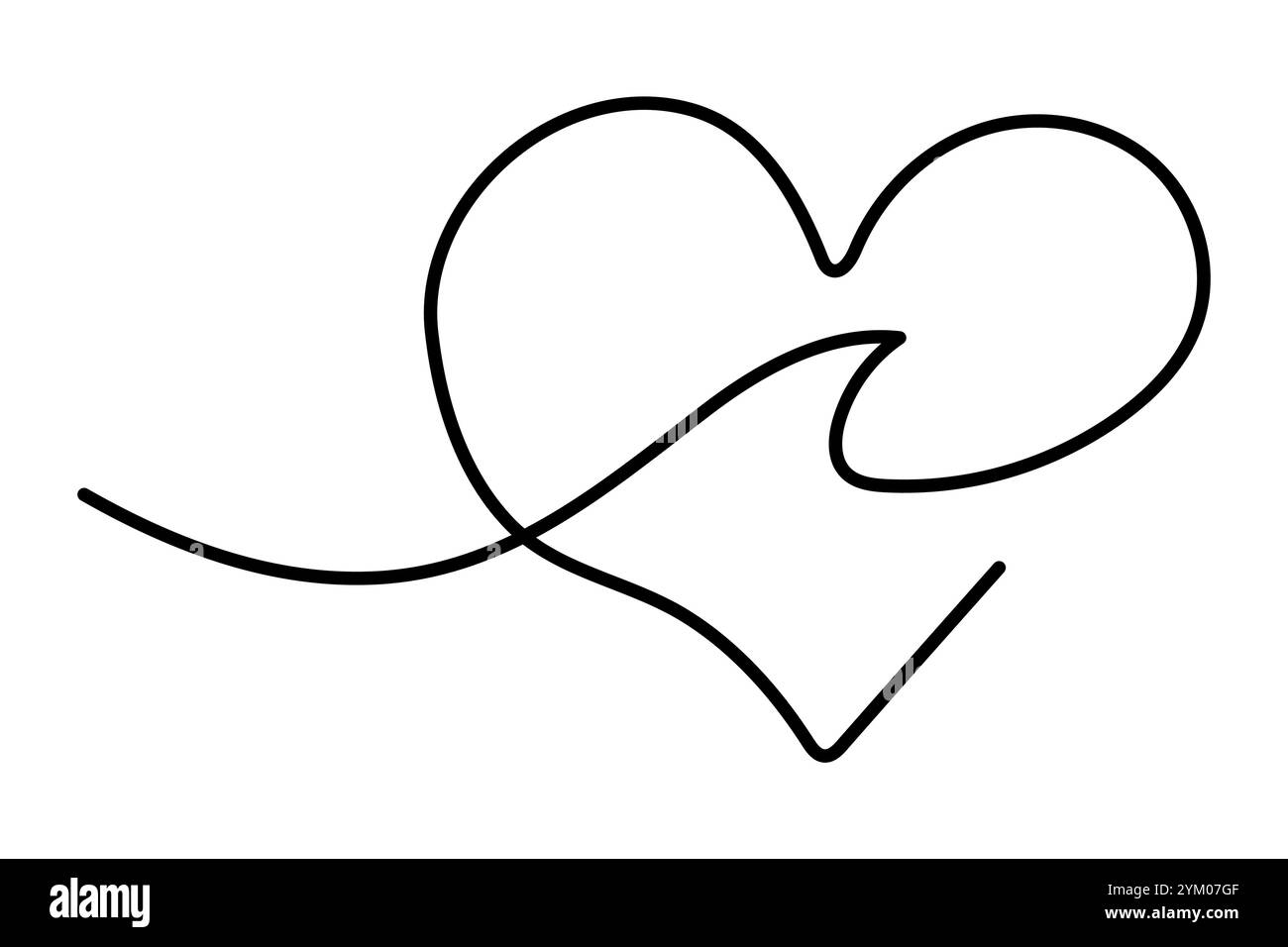Heart with wave inside line art continuous simple tattoo. Creative love ...