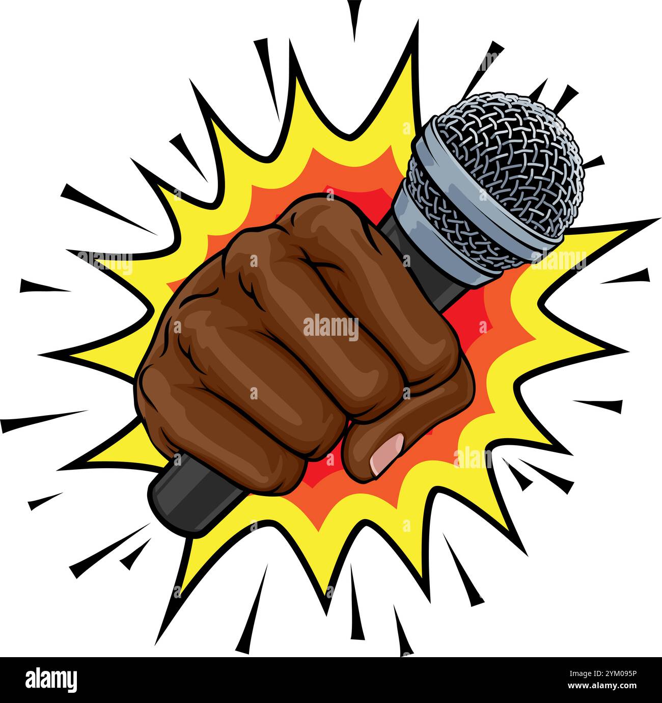 Microphone Fist Hand Explosion Pop Art Cartoon Stock Vector Image & Art ...