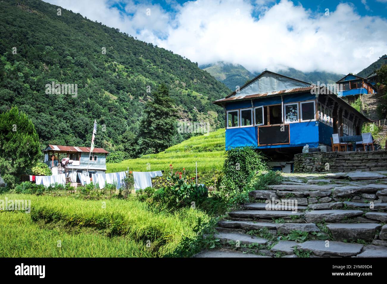 Nepalese house in mountain village Stock Photo - Alamy