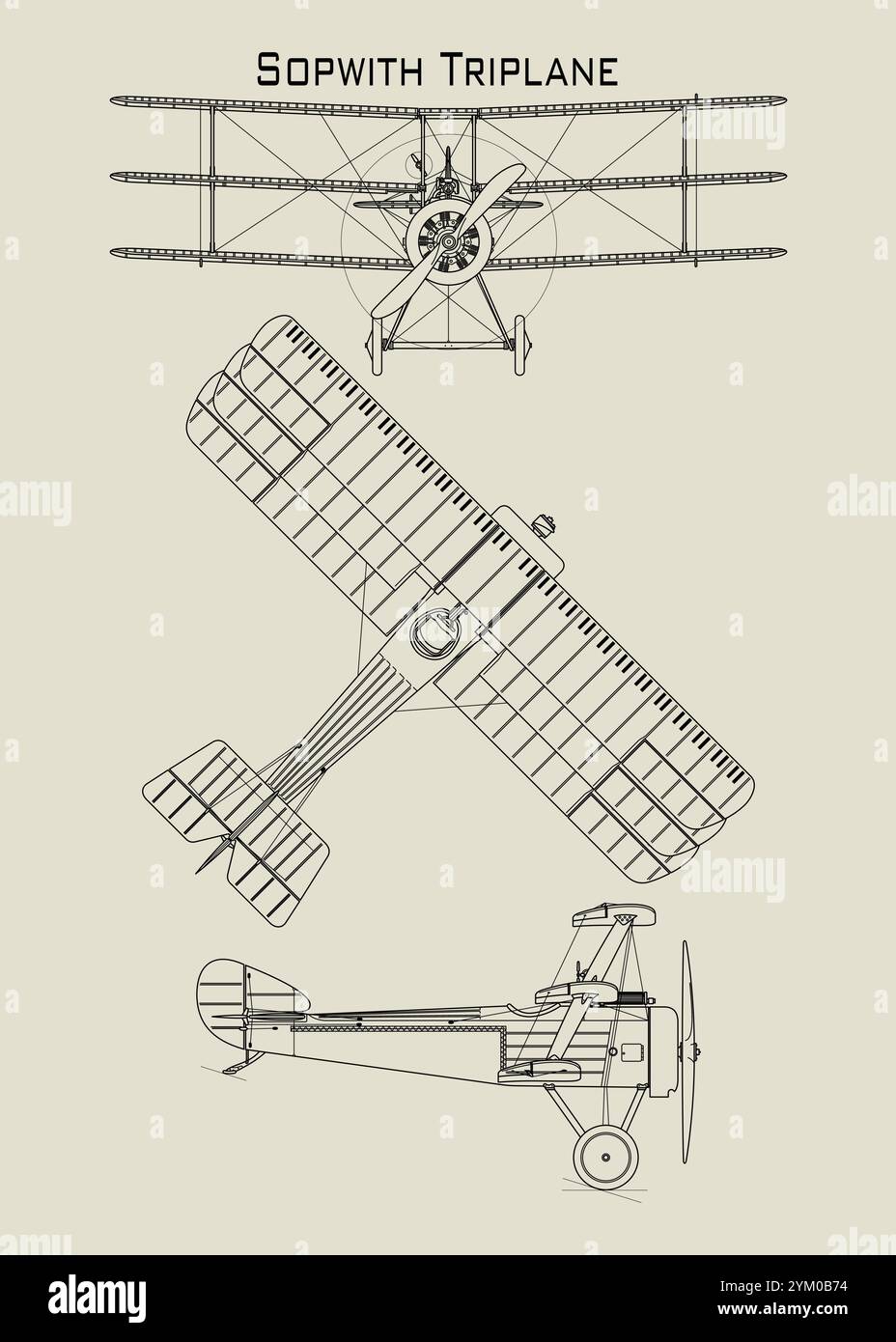 This blueprint showcases a Sopwith Triplane, a British World War I ...