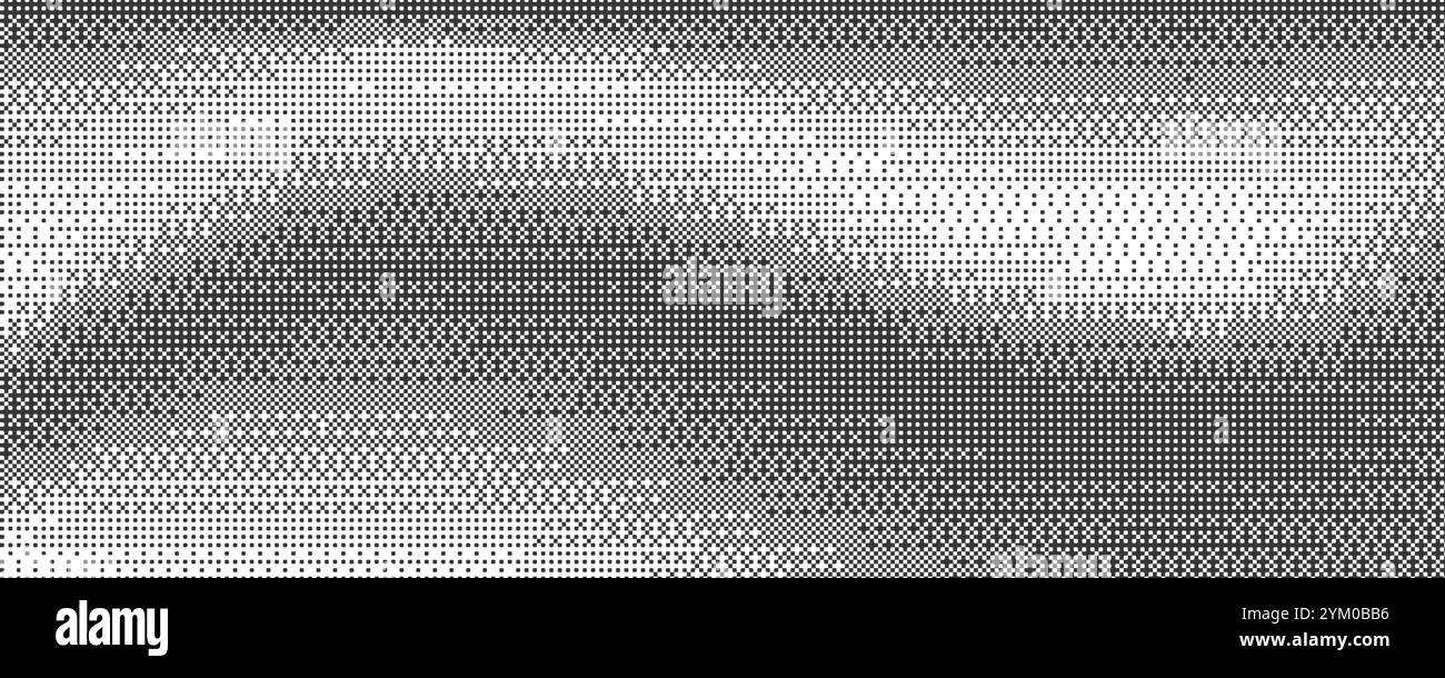 Wavy Bitmap Pattern Background With Pixel Gradient Dotted Halftone Video Dither Effect Vector