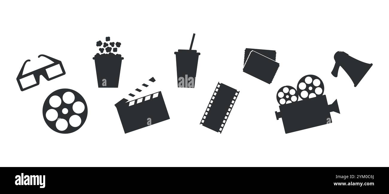 Film clapperboard 3d glasses Black and White Stock Photos & Images - Alamy