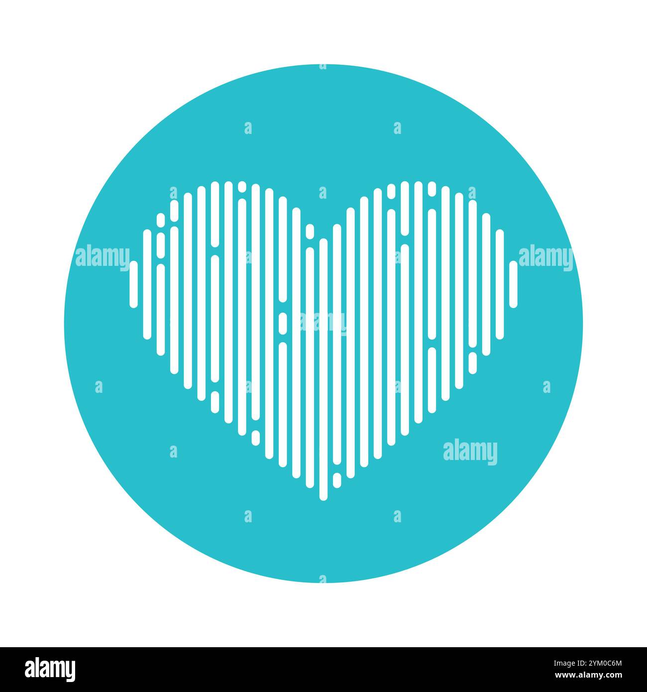 Sound wave heart icon in blue circle. Music equalizer. Vector ...