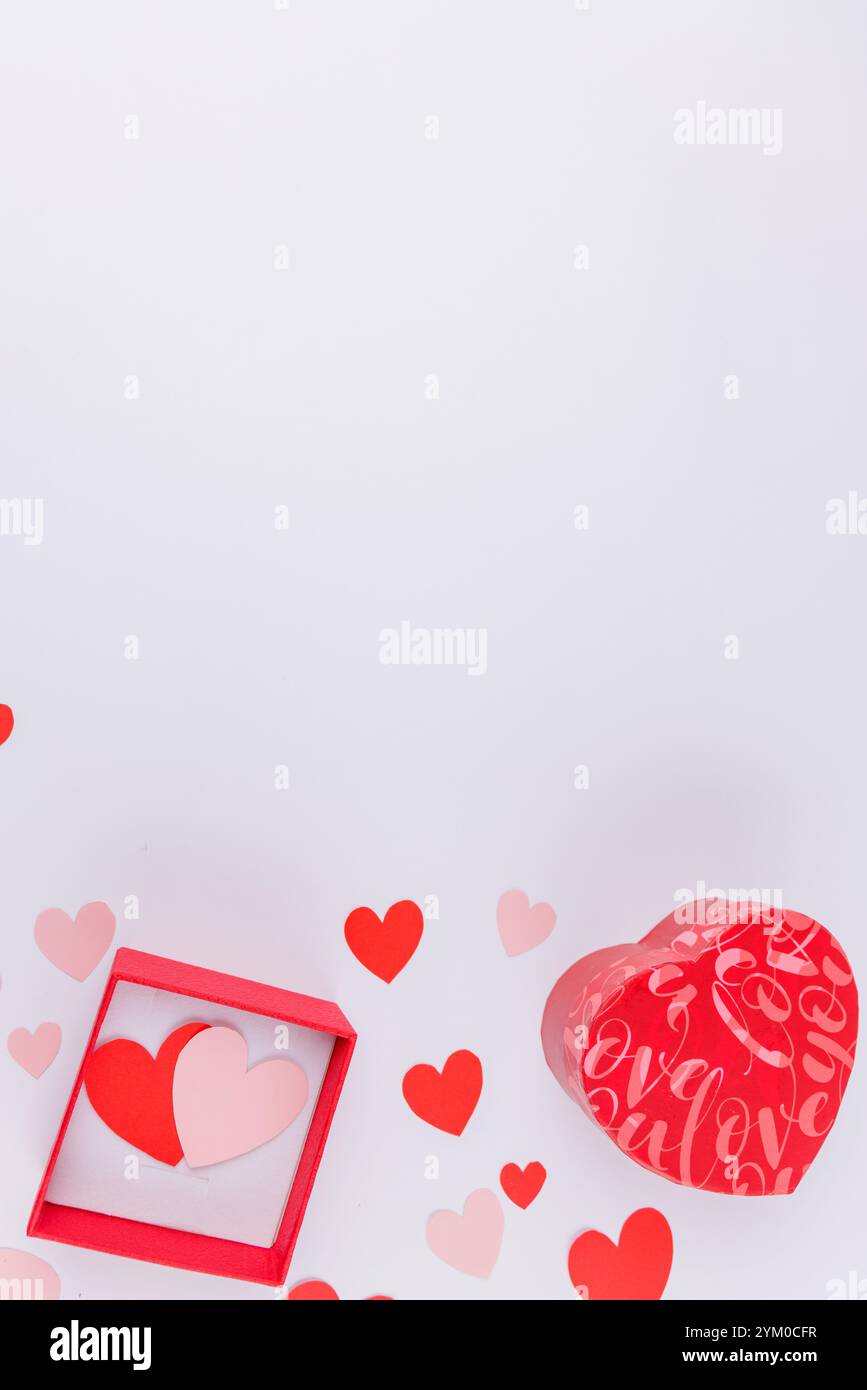 A delightful display of red boxes encircled by red and pink paper ...