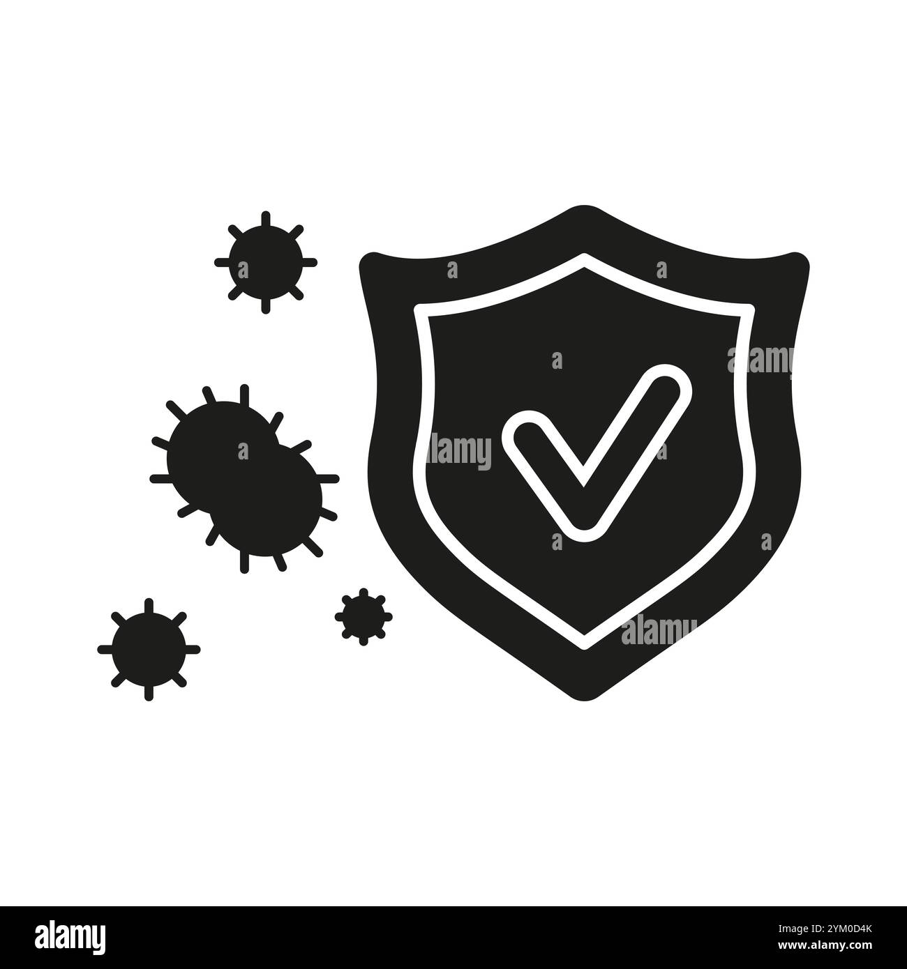 Shield With Checkmark Silhouette Icon. Protection Against Viruses And Pathogens Glyph Pictogram ...