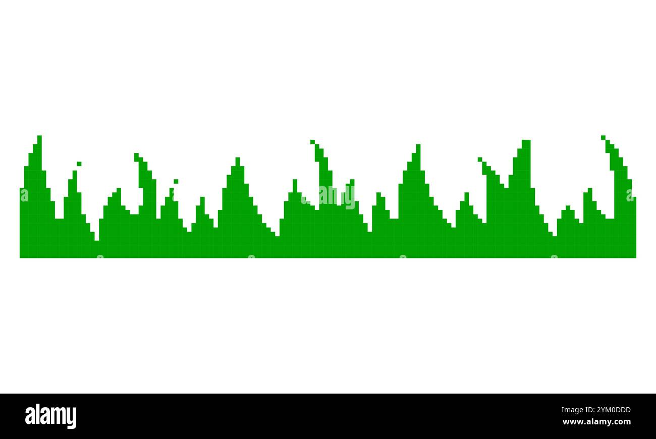 Green Grass in Pixel Art Style. Retro Pixelated Grass Icons for Nature ...