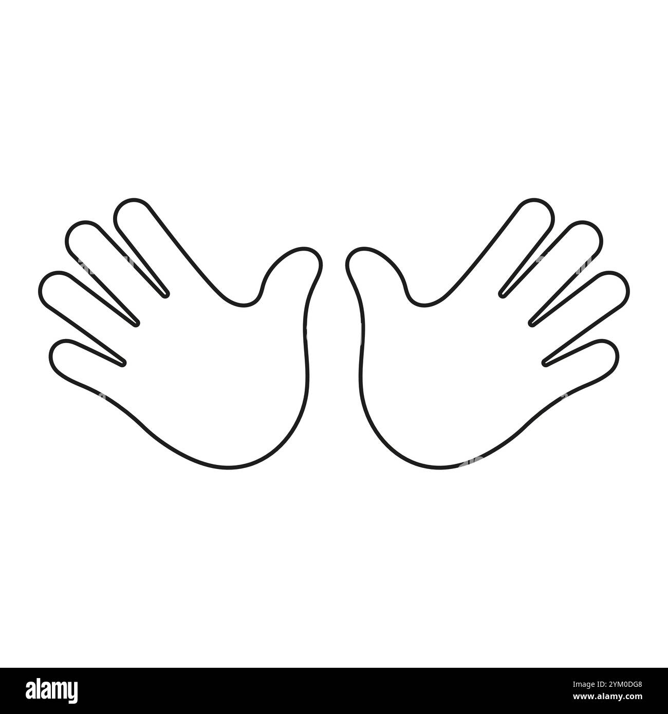 Double Hands Line Icon. Two Palms Facing Outward Gesture Outline Symbol ...