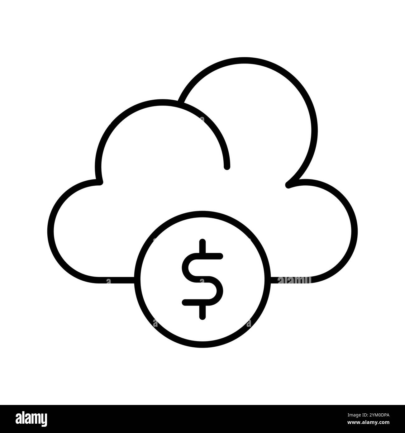 Dollar with cloud denoting icon of cloud money, cloud earnings vector ...