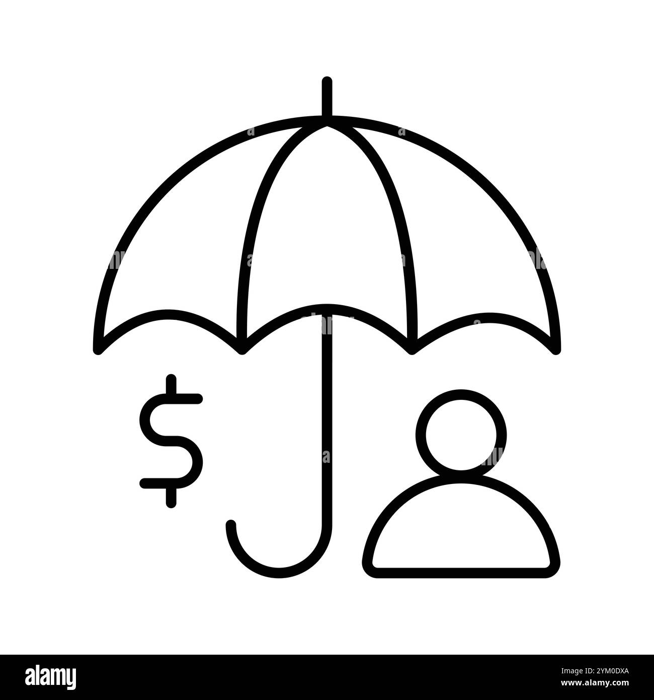 Money bag under umbrella, a concept of financial insurance icon in ...