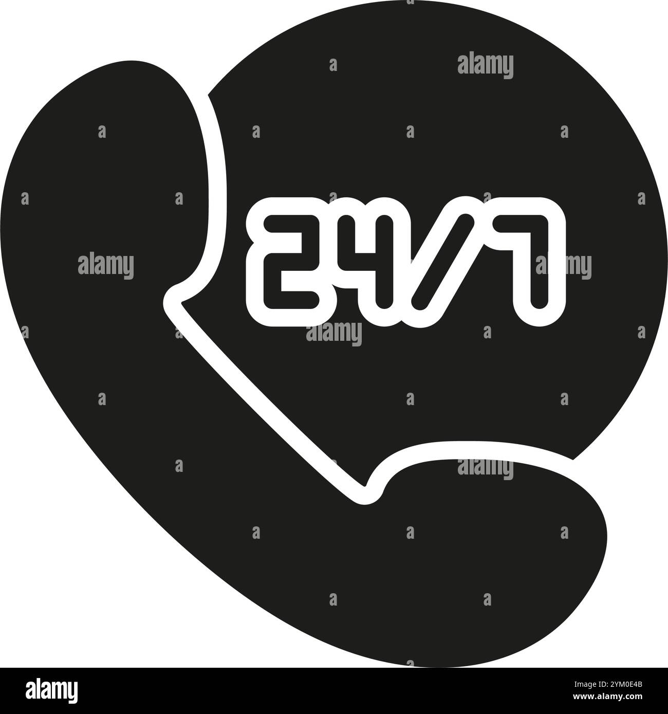 24-7 Customer Support Phone Silhouette Icon. Time Assistance Glyph ...