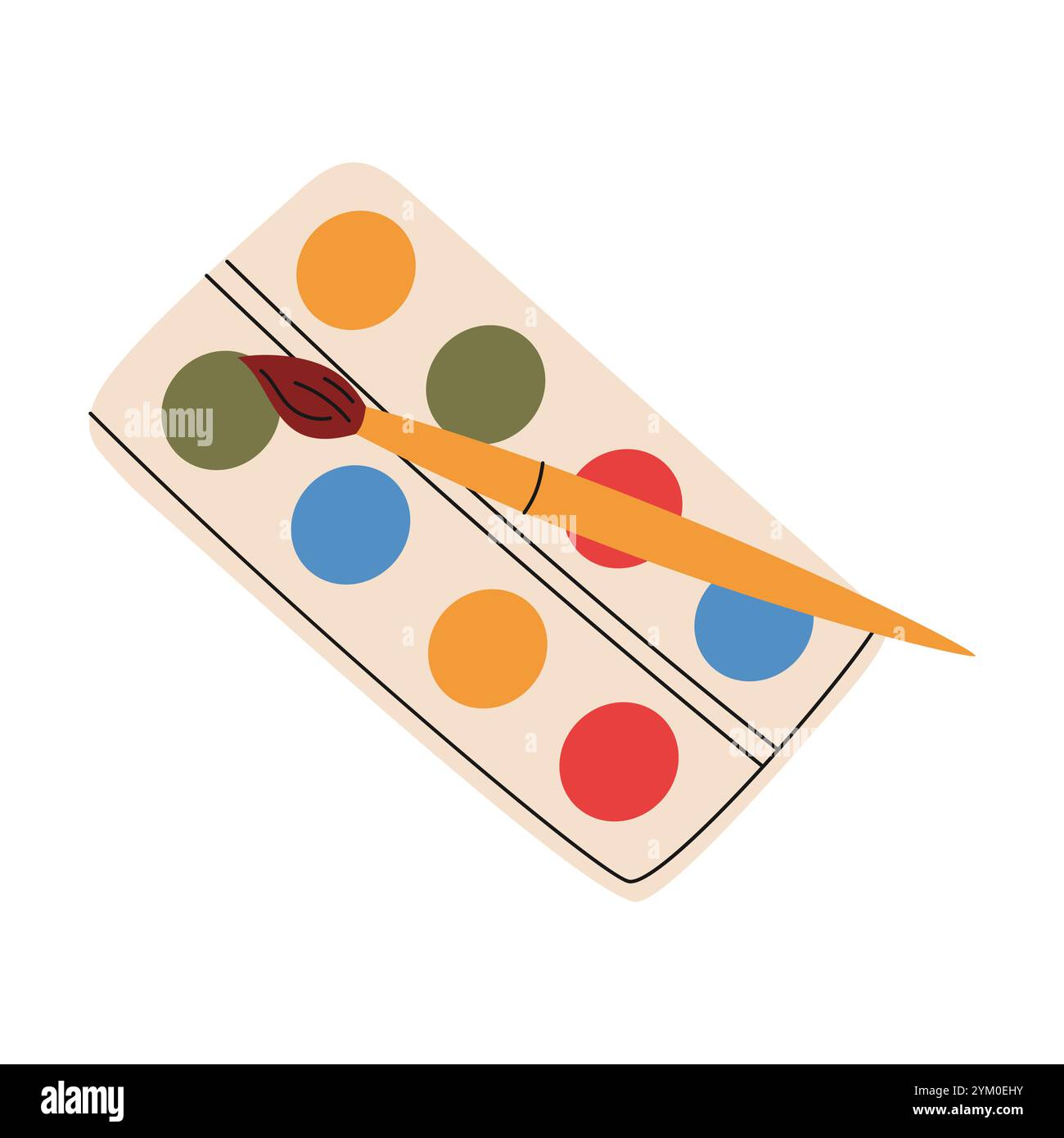 Hand drawn paint palette with brush. Tools for drawing Stock Vector ...